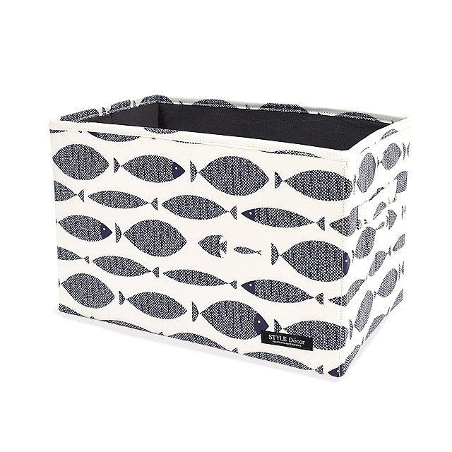 ファブリックボックス Mサイズ (25cm×38cm×25cm) ブルーフィッシュ フィッシュ マリン 魚柄 おしゃれ 収納ボックス オシャレ ...
